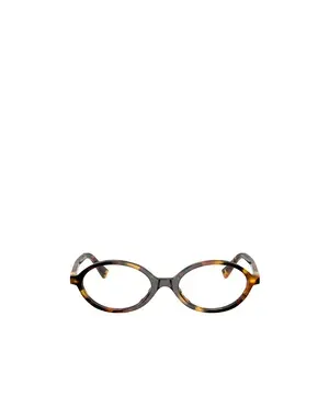 Miu Miu Oval Full Rim Eyeglasses - Tortoiseshell