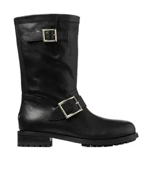 JIMMY CHOO Biker Leather Ankle Boots - Black