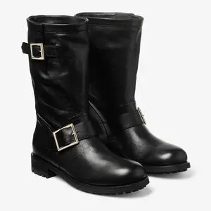 JIMMY CHOO Biker Leather Ankle Boots - Black