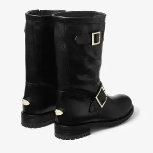 JIMMY CHOO Biker Leather Ankle Boots - Black