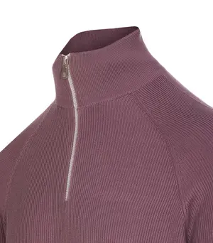 Brunello Cucinelli High Neck Knitted Jumper With Half-zippered Front - Gray