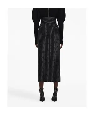 Alexander McQueen Striped High-waist Midi Skirt