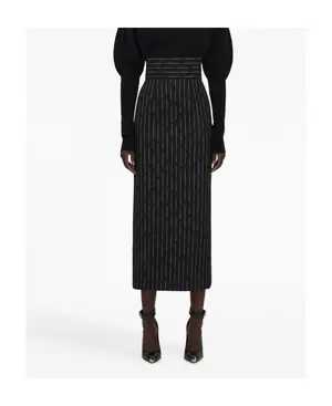 Alexander McQueen Striped High-waist Midi Skirt