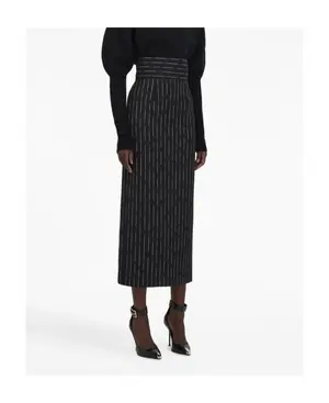 Alexander McQueen Striped High-waist Midi Skirt