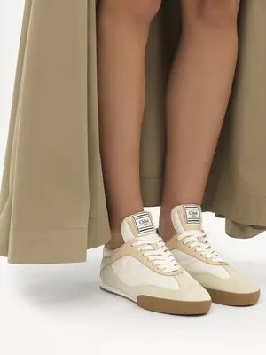 Chloé Lace-up Sneakers With Logo Detailing - Tender Peach Color