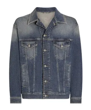Dolce & Gabbana Long Sleeve Collared Denim Jacket - Gray