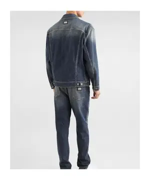 Dolce & Gabbana Long Sleeve Collared Denim Jacket - Gray