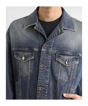 Dolce & Gabbana Long Sleeve Collared Denim Jacket - Gray
