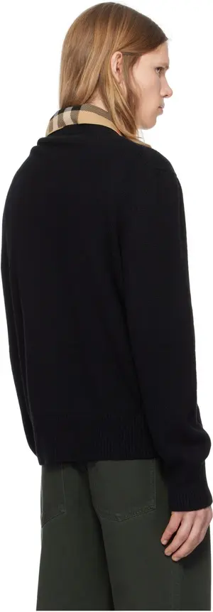 Burberry Crewneck Jumper With Intarsia Knit - Black