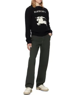 Burberry Crewneck Jumper With Intarsia Knit - Black