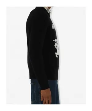 Burberry Crewneck Jumper With Intarsia Knit - Black