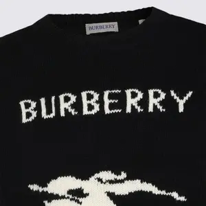 Burberry Crewneck Jumper With Intarsia Knit - Black