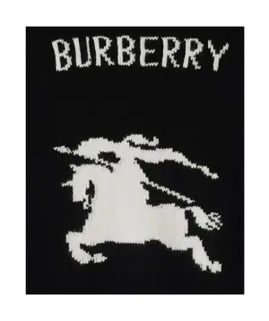 Burberry Crewneck Jumper With Intarsia Knit - Black