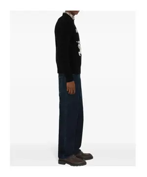 Burberry Crewneck Jumper With Intarsia Knit - Black