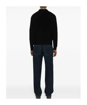 Burberry Crewneck Jumper With Intarsia Knit - Black
