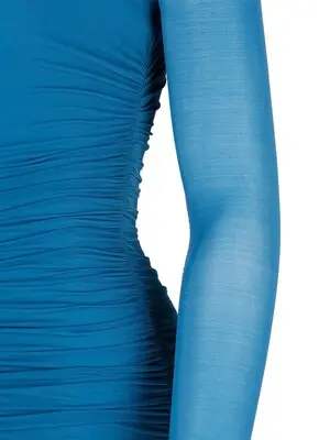 Saint Laurent Draped V-neck Long-sleeved Dress - Blue