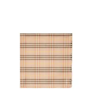 Burberry Checked Frayed Edge Scarf - Teacup