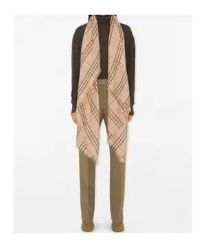 Burberry Checked Frayed Edge Scarf
