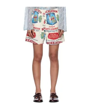 BODE Printed Elastic Waist Shorts