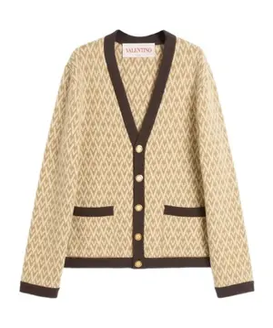 Valentino Garavani Valentino Jacquard Pattern V-Neck Cardigan No