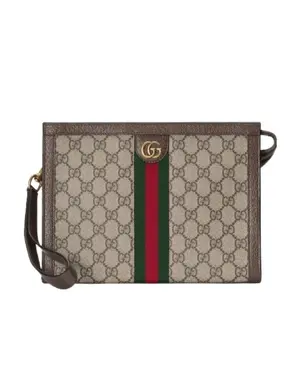 Gucci Ophidia Web Wristlet Bag - Beige/ebony