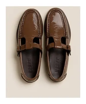 Hereu Patent Leather Loafers With Adjustable Buckle - Cocoa
