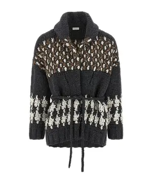 Brunello Cucinelli Ribbed Knit Belted Cardigan