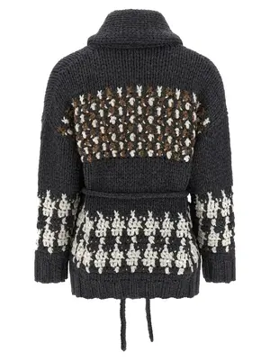 Brunello Cucinelli Ribbed Knit Belted Cardigan