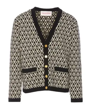 Valentino Garavani Geometric Knit Cardigan - Black