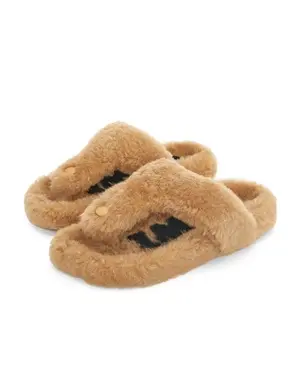 Loewe Shearling Ease Toe Post Sandals - Brown
