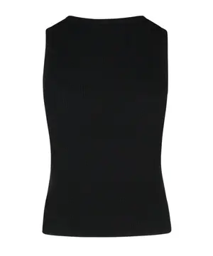 Moschino Logo Printed Ribbed Tank Top - Black