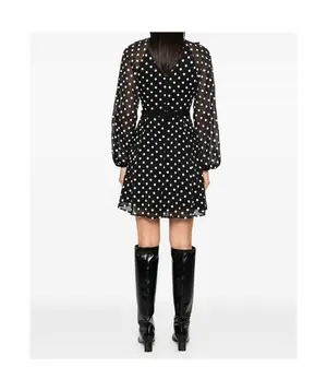 ROTATE BY BIRGER CHRISTENSEN Polka Dot V-neck Long Sleeve Dress