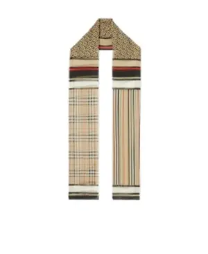 Burberry Montage Mix-print Panelled Scarf - Nude