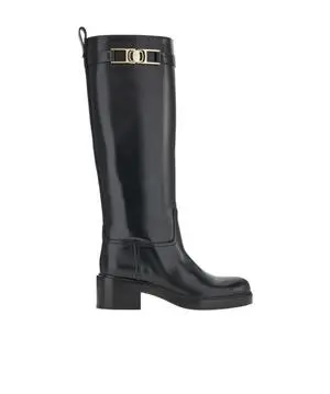 FERRAGAMO Gancini Knee Boots - Black