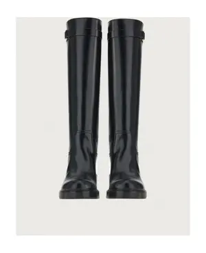 FERRAGAMO Gancini Knee Boots - Black