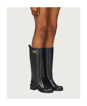 FERRAGAMO Gancini Knee Boots - Black
