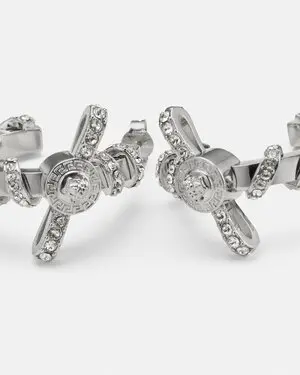 Versace Embellished Hoop Earrings With Medusa Motif