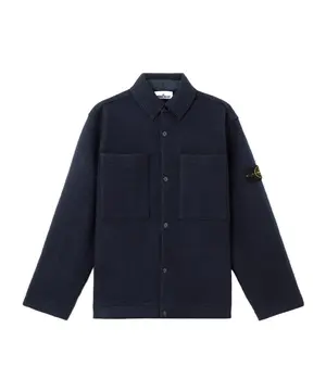 Stone Island Logo Patch Buttoned Cardigan - Navy