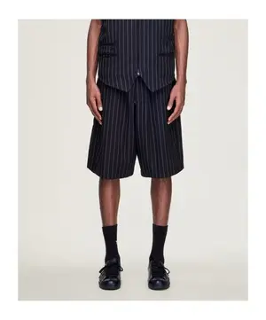 Y3 Pinstripe Sport Uniform Shorts - Black