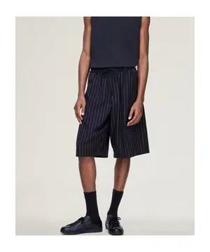 Y3 Pinstripe Sport Uniform Shorts - Black