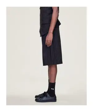 Y3 Pinstripe Sport Uniform Shorts - Black