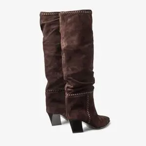 JIMMY CHOO Knee-high Suede Boots With Sculptural Block Heel