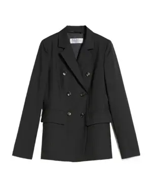 Max Mara Double-breasted Wool Poplin Jacket - Black