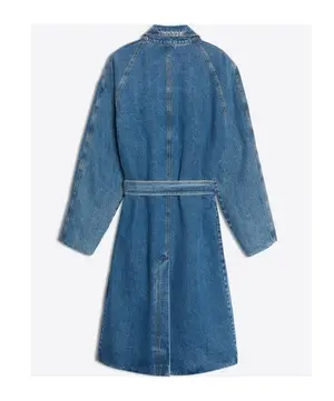 Balenciaga Checked Padded Denim Trench Coat