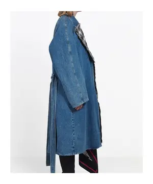 Balenciaga Checked Padded Denim Trench Coat