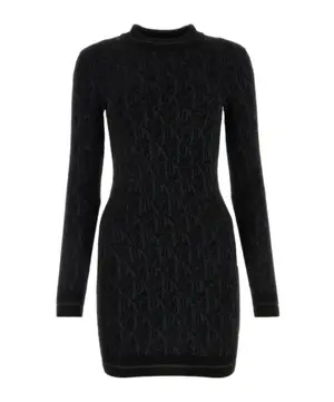 Palm Angels Monogram Jacquard Mini Dress - Black
