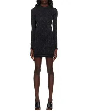 Palm Angels Monogram Jacquard Mini Dress - Black