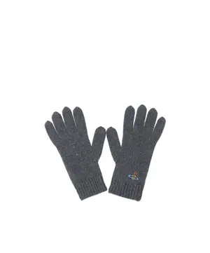 VIVIENNE WESTWOOD Knitted Gloves With Saturn Pattern - Black