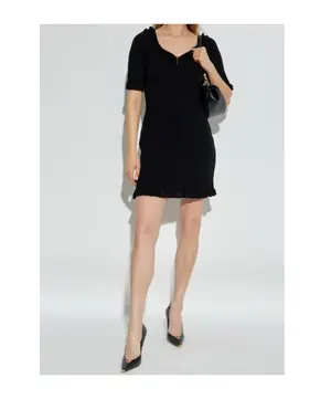 Versace Safety Pin Embellished V-neck Mini Dress