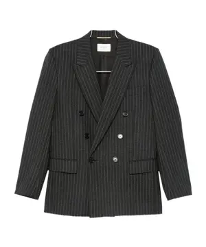 Saint Laurent Double-breasted Pinstripe Jacket - Grey